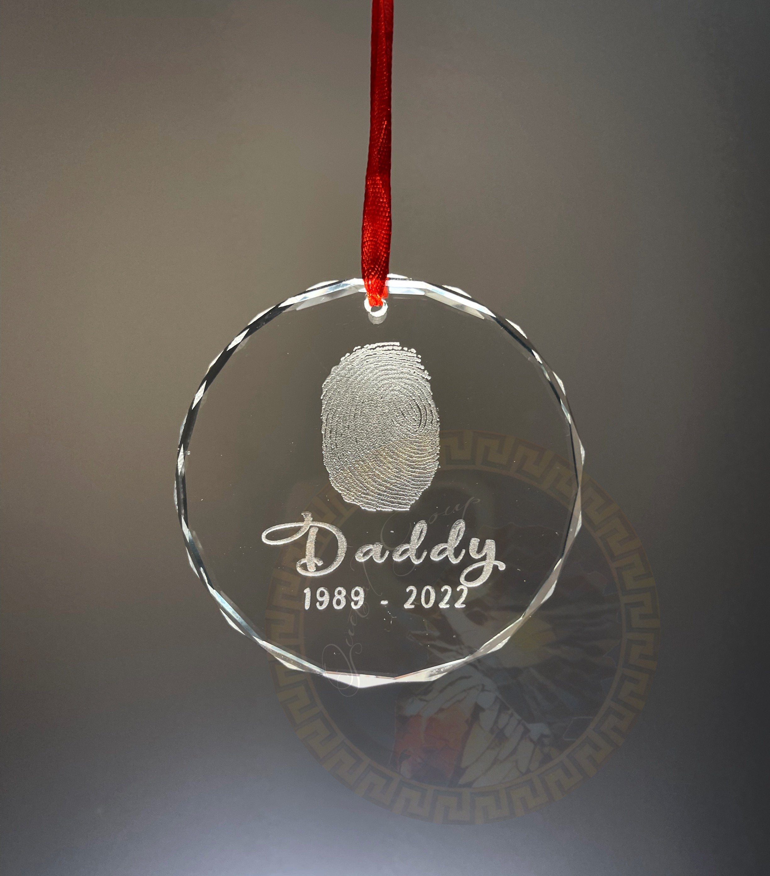 In loving memory gift, Memorial Ornament, Sympathy Fingerprint, Engrav ...